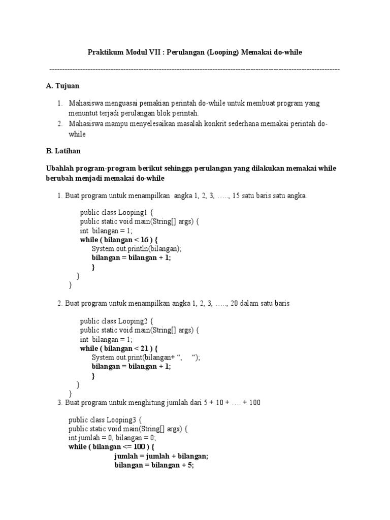 Praktikum Do-While dalam Pemrograman Java | PDF