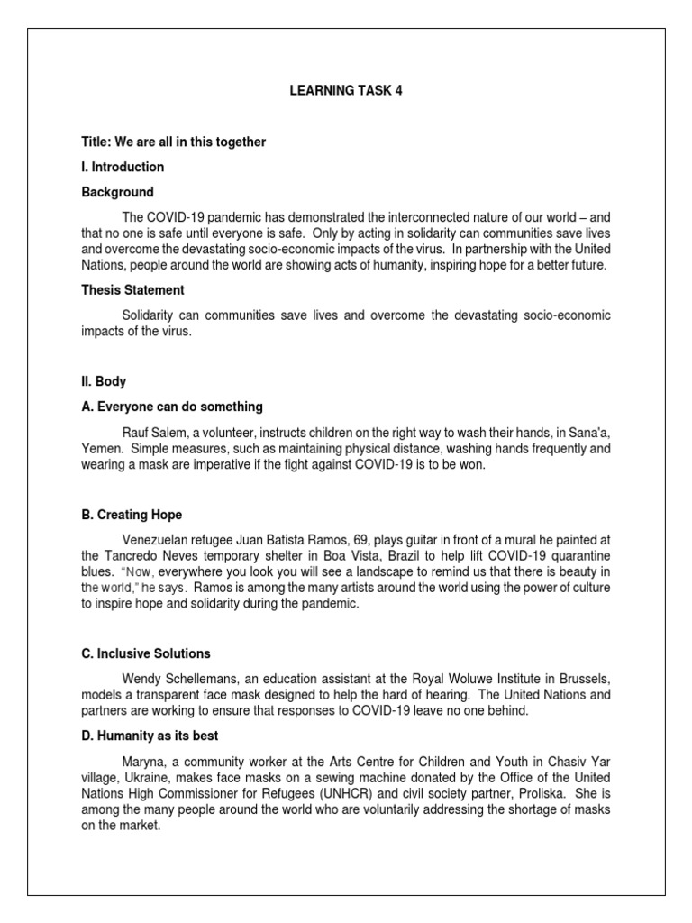 Learning Task 4 | PDF | World Food Programme | Health Sciences