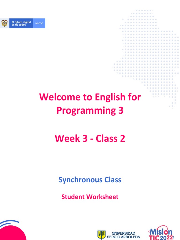 Welcome To English For Programming 3 Week 3 - Class 2 | PDF | Stress (Linguistics) | English ...