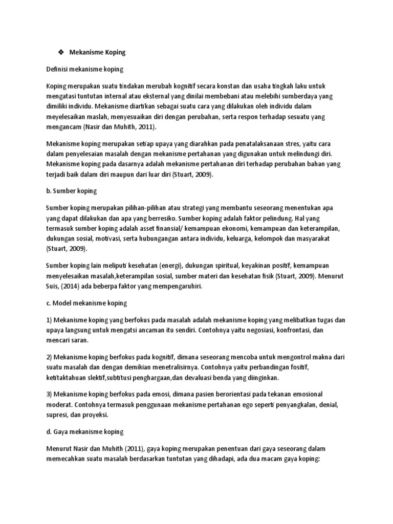 Mekanisme Koping | PDF