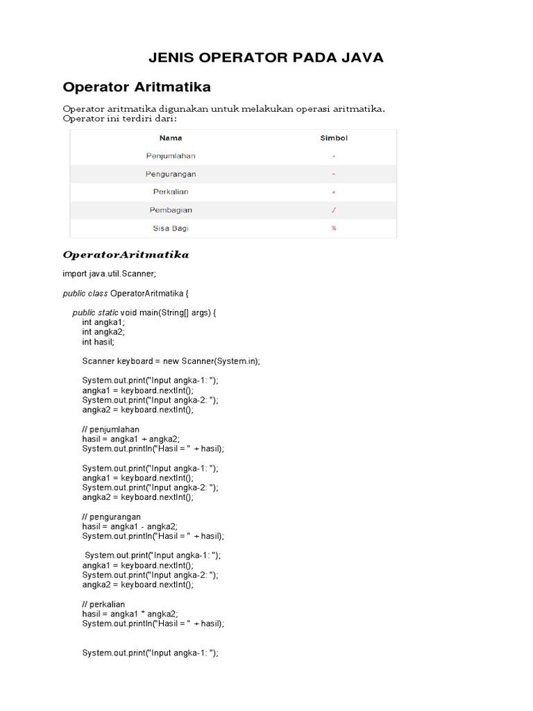 Operator Aritmatika | PDF