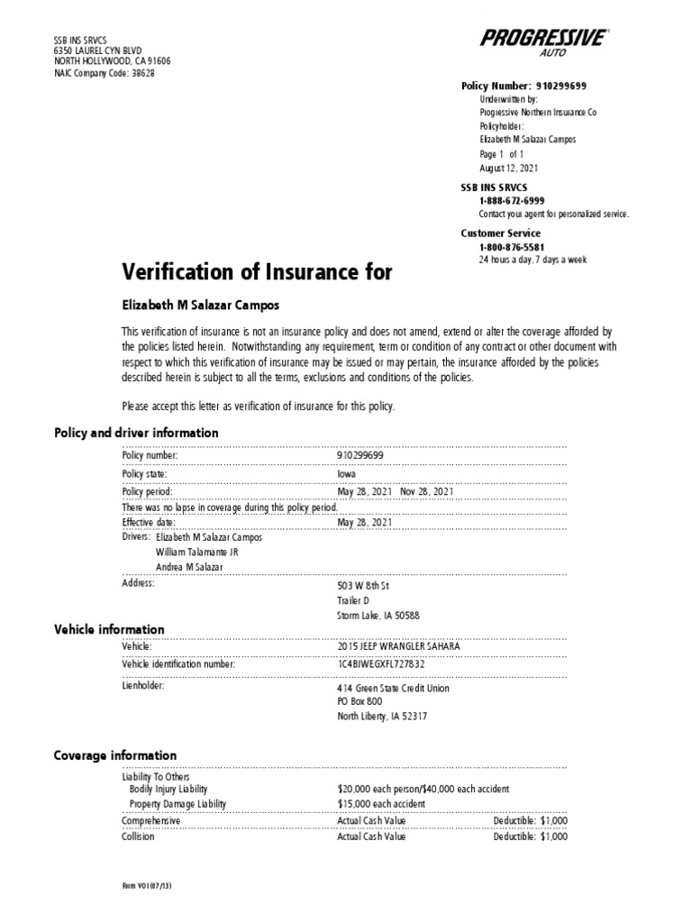 Verification of Insurance | PDF | Insurance | Risk