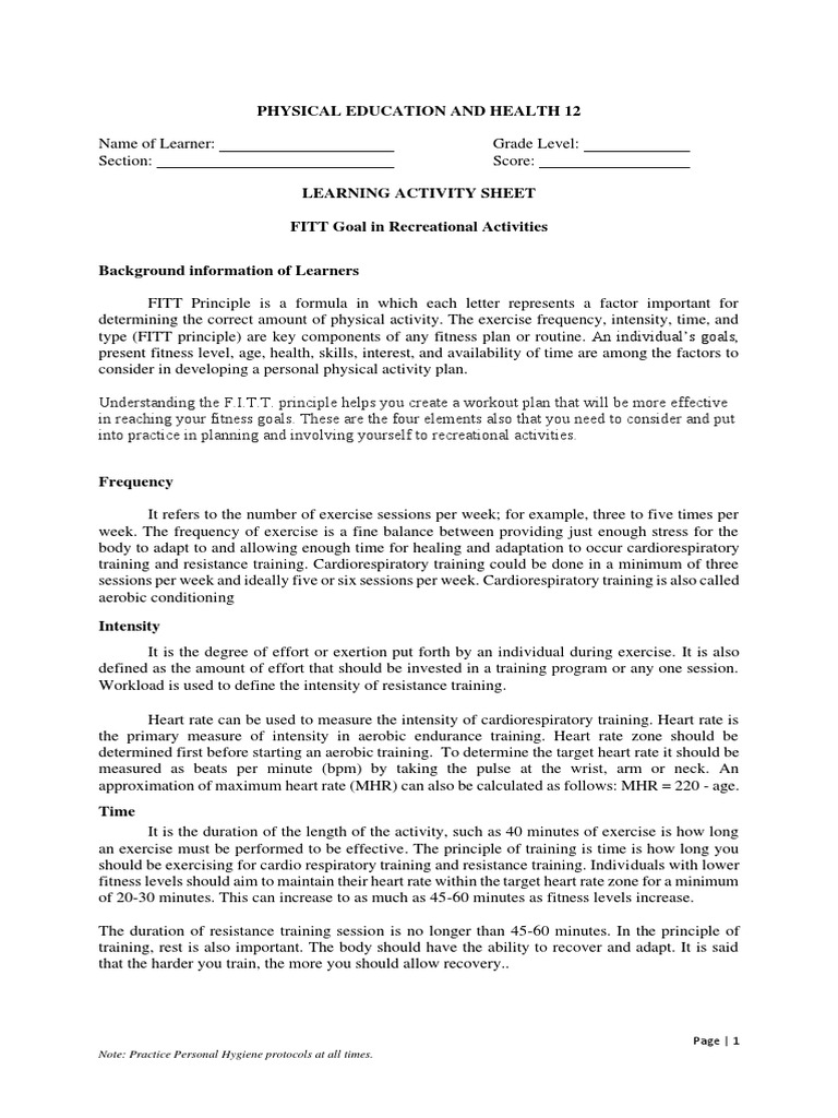 Pe g12 - Fitt Goal | Download Free PDF | Physical Fitness | Strength ...