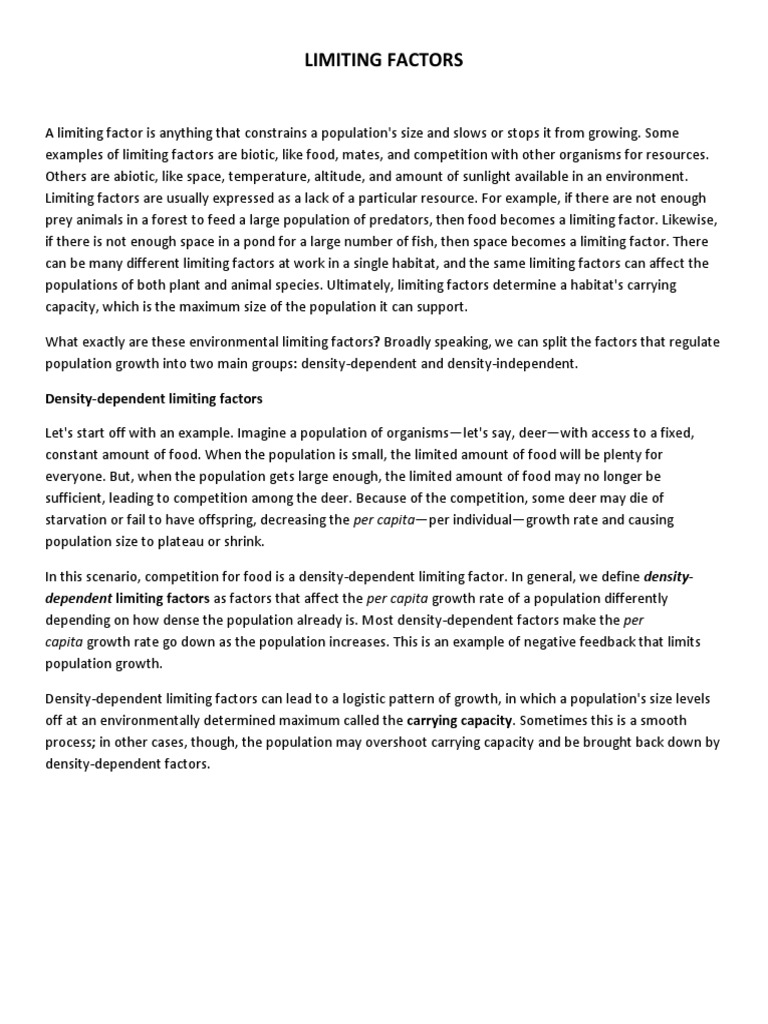 Limiting Factors | PDF | Predation | Logistic Function