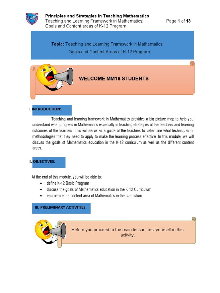 MM16 Module 1 | PDF | Curriculum | Mathematics