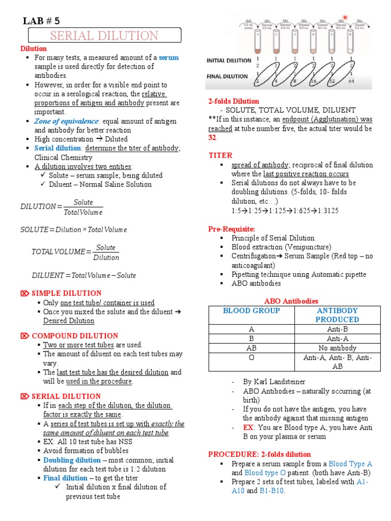 5lab - Serial Dilution | Download Free PDF | Blood Type | Blood Plasma