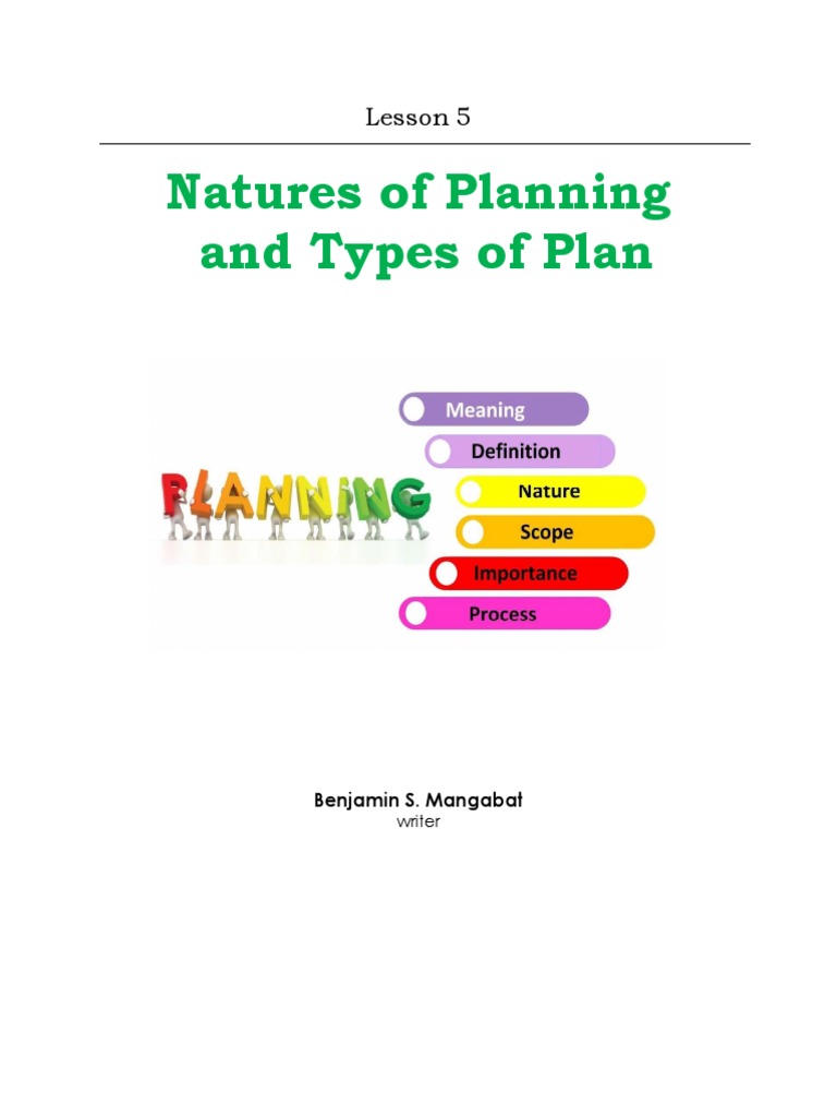 Natures of Planning and Types of Plan: Lesson 5 | PDF | Planning | Goal