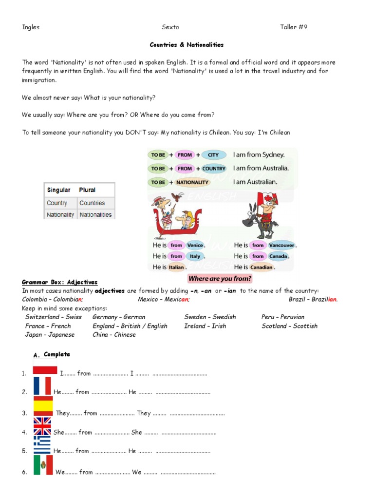 Countries & Nationalities: N An Ian | PDF | English Language | Cairo