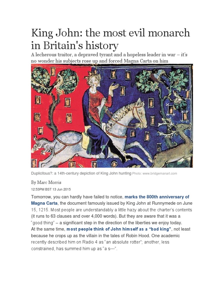 King John The Most Evil King in Britain's History | PDF | Magna Carta