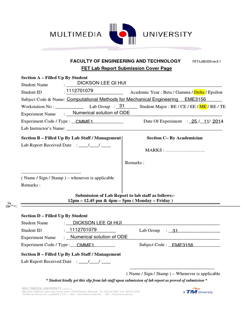 FET Lab Report Submission Cover Page | PDF | Computing