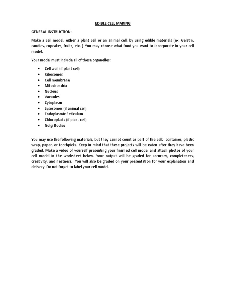 Edible Cell Making | PDF | Cell (Biology) | Cytoplasm