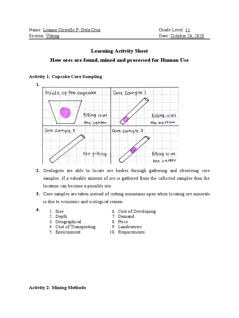 Learning Activity Sheet How Ores Are Found, Mined and Processed For ...