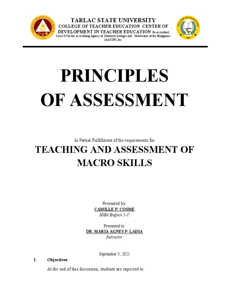 Principles and Purposes of Assessment - Practicality, Validity, and ...