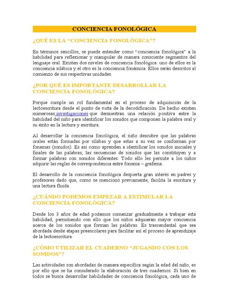 Conciencia Fonológica | PDF | Aprendizaje | Sílaba