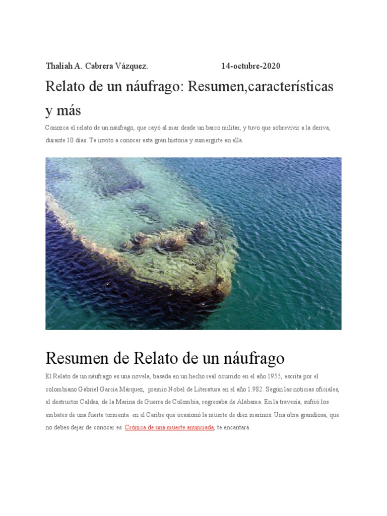 Resumen de "Relato de un náufrago" | PDF | Gabriel García Márquez | Pescado