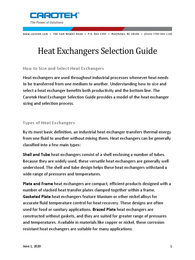 Heat Exchangers Selection Guide | PDF | Heat Exchanger | Heat