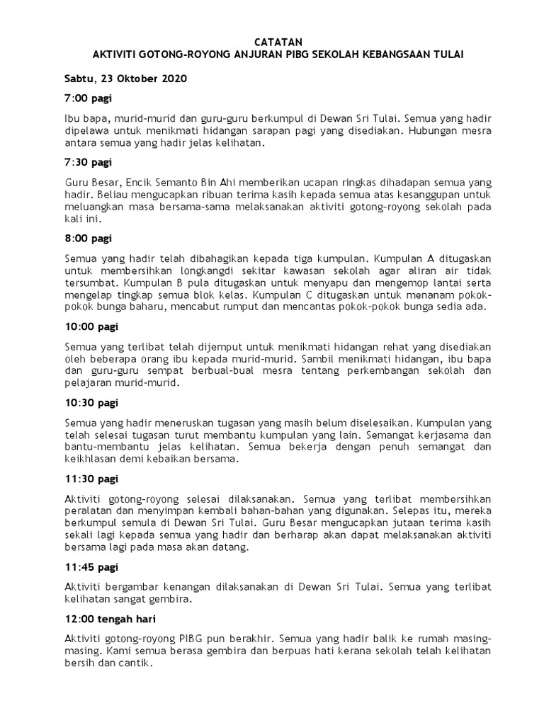 Contoh Karangan Jenis Catatan 1 | PDF