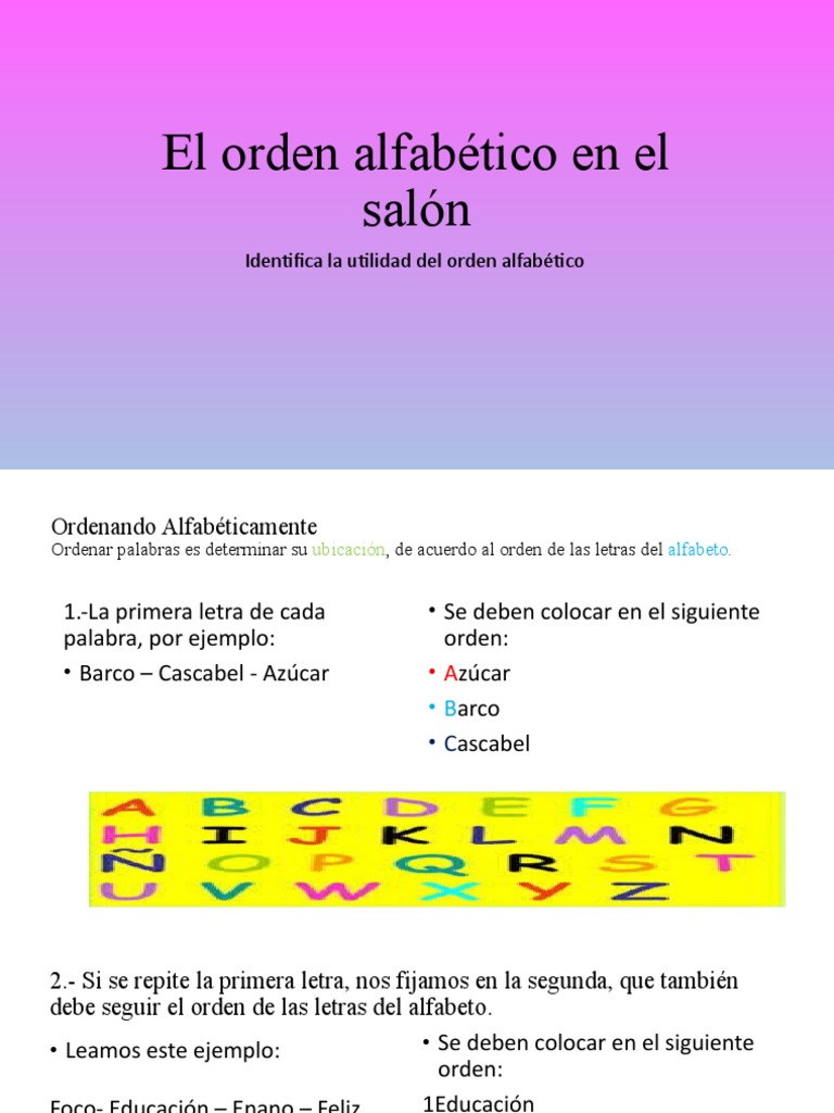 Utilidad del Orden Alfabético en Clases | PDF
