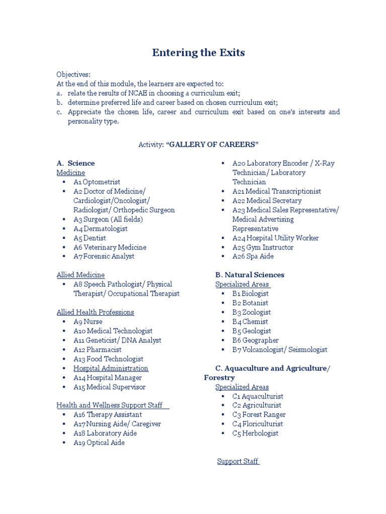 Charting Your Course: Using Career Assessment Results and Curriculum ...