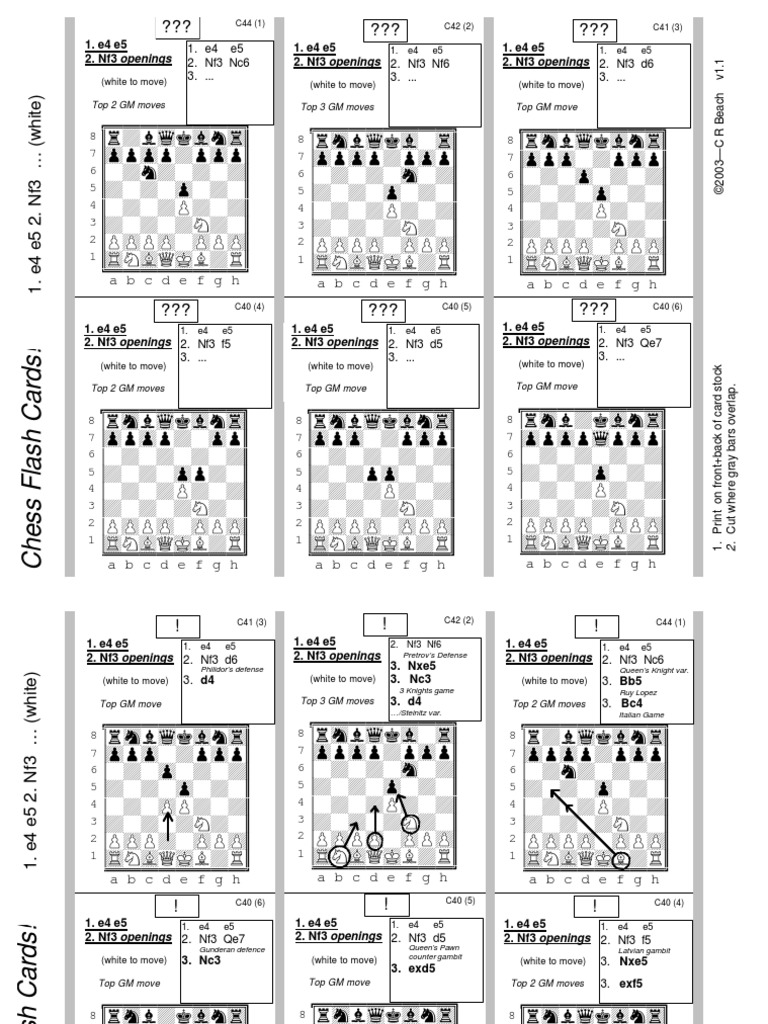 1.e4 E5 2.nf3 Flashcards | PDF | Chess Openings | Competitive Games