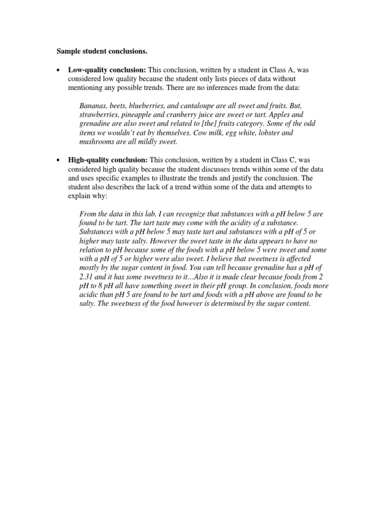 Sample Student Conclusions | PDF