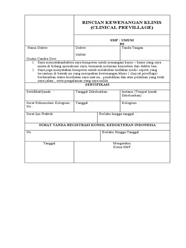 .Permohonan RKK Dokter Umum | PDF