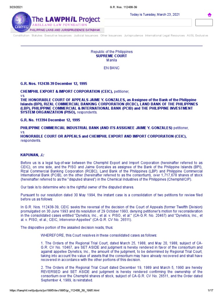 ChemPhil vs. CA, G.R. Nos. 112438-39 | PDF | Lawsuit | Appeal