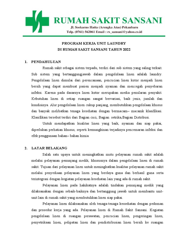 Program Kerja Laundry Okt 2022 | PDF