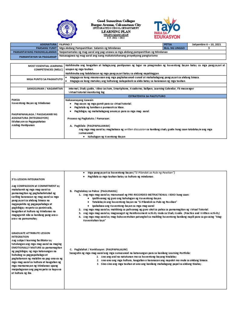Lesson Plan-Filipino - 7 | PDF