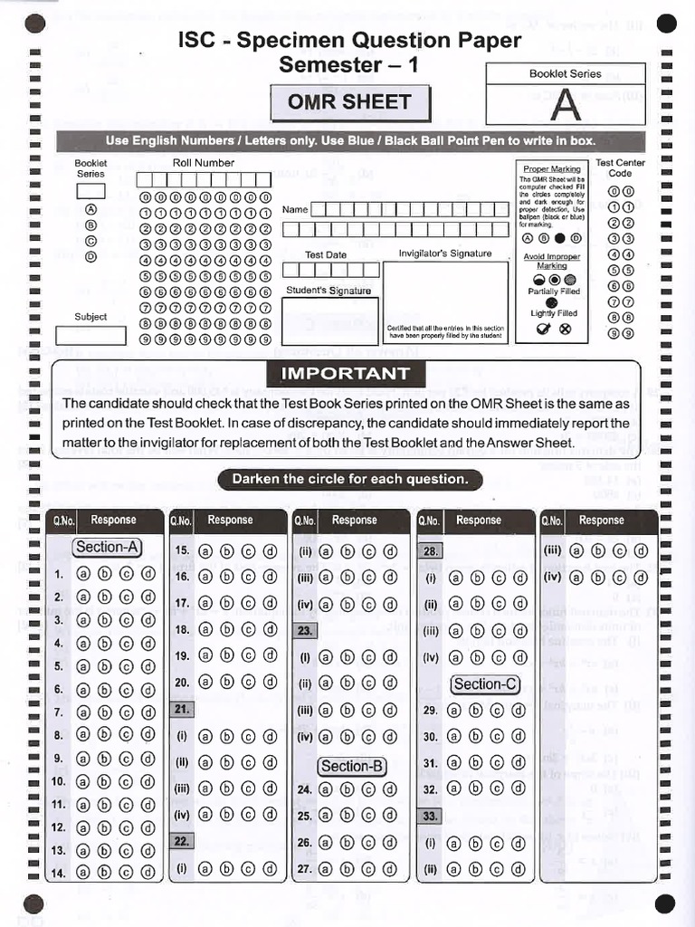 ISC OMR Sheet | PDF