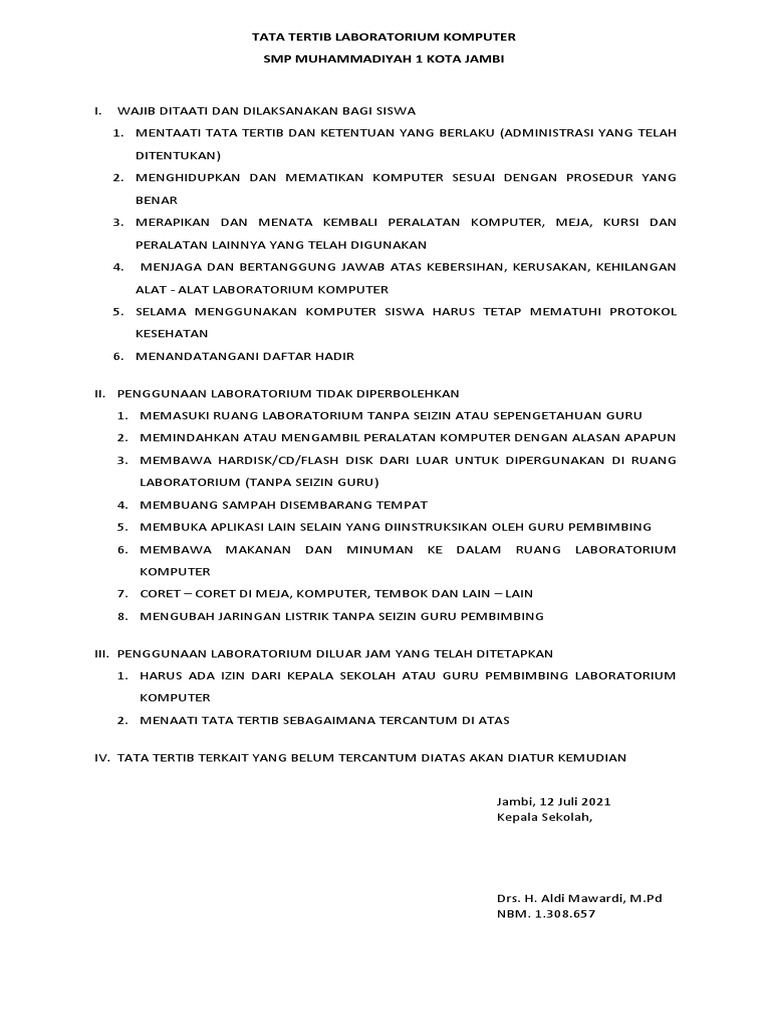 Tata Tertib Laboratorium Komputer | PDF
