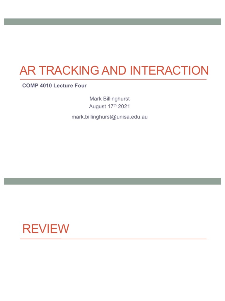 Comp4010 Lecture4 AR Tracking and Interaction | PDF | Augmented Reality | Computer Vision