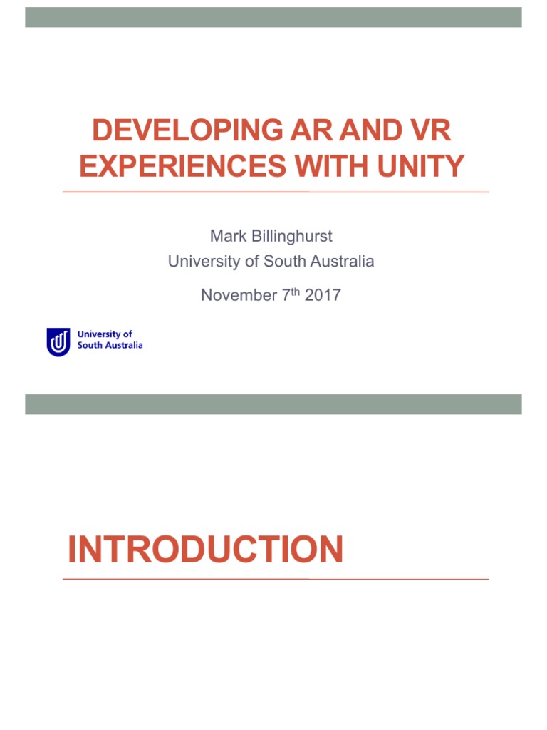 Developing AR and VR Experiences With Unity | PDF | Virtual Reality ...