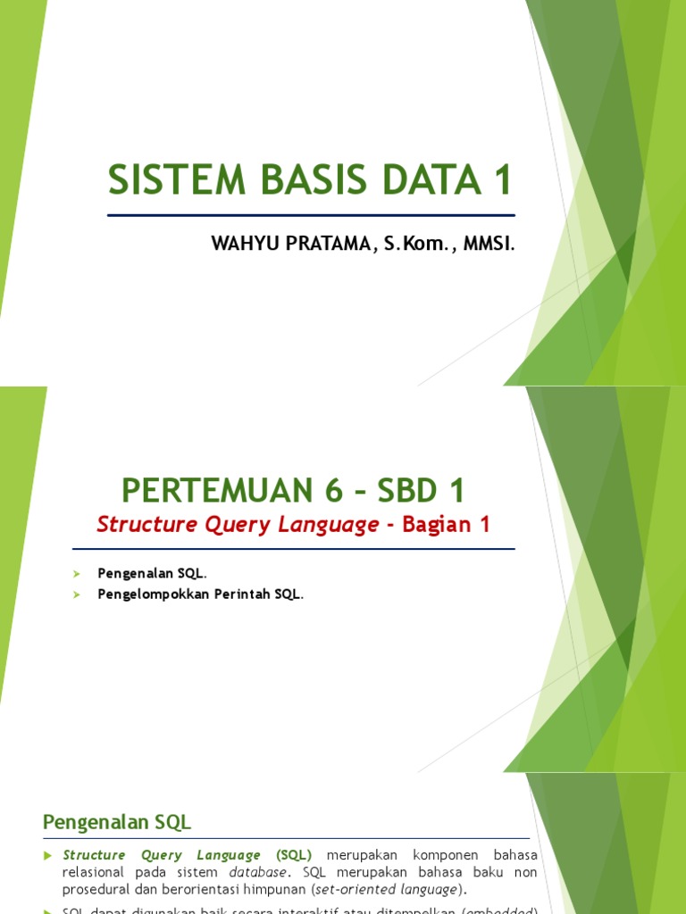 SBD 1 Pertemuan 6 - SQL (Bagian 1) | PDF | Komputer