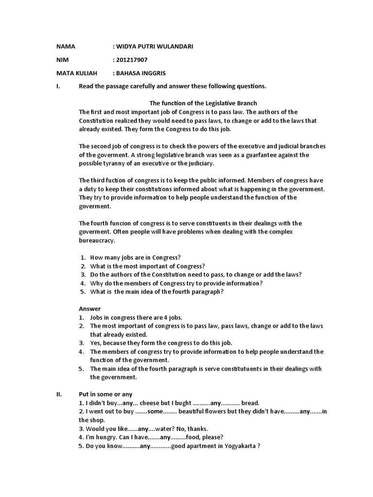 Read The Passage Carefully and Answer These Following Questions | PDF ...
