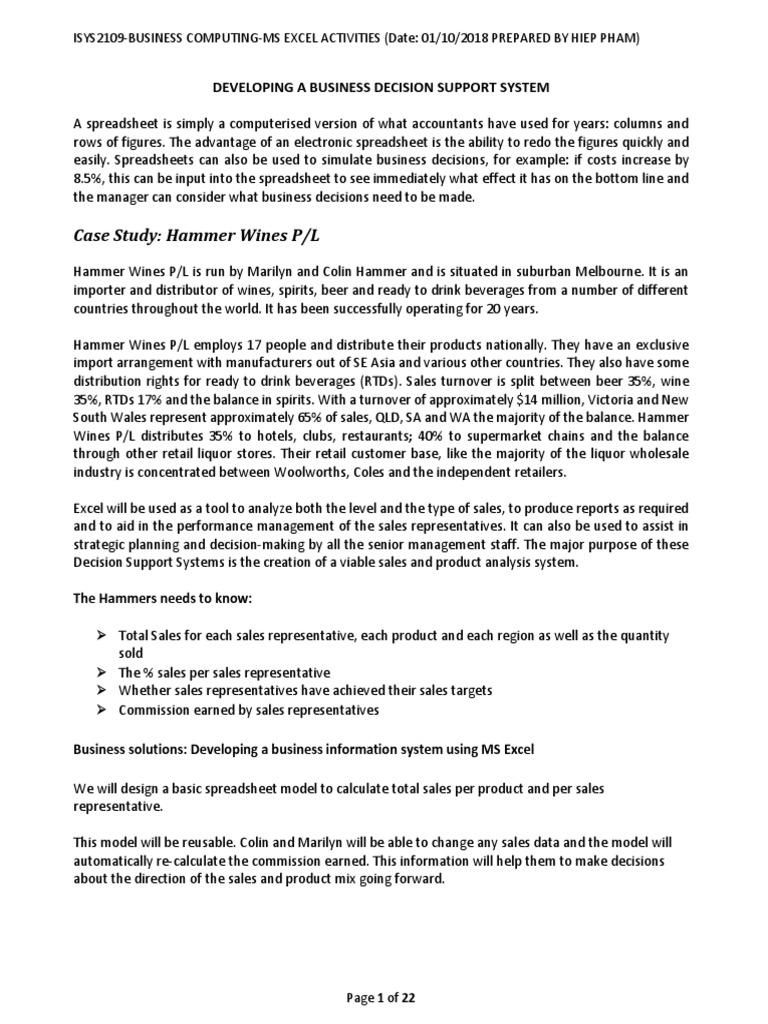 ISYS2109 Excel Lab Instructions Jun2019 | Download Free PDF | Microsoft ...