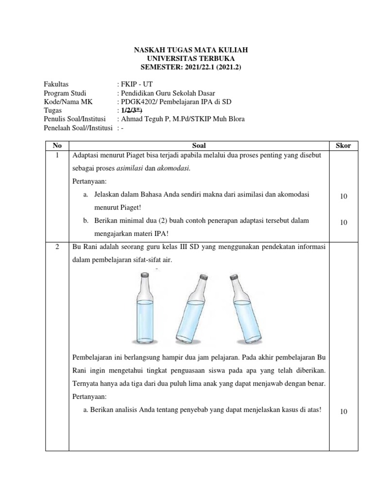 Soal TT 1 Pembelajaran IPA | PDF