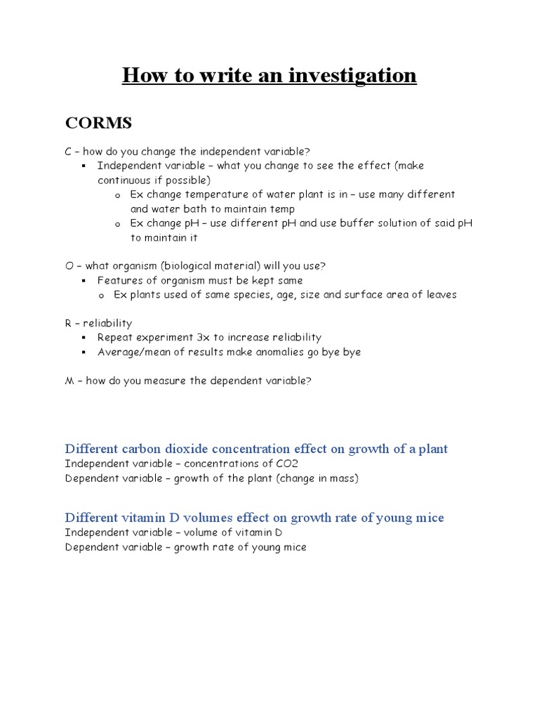 How To Write An Investigation | PDF