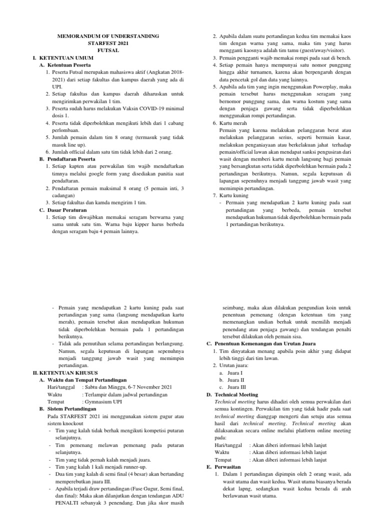 Mou Futsal Starfest 2021 | PDF