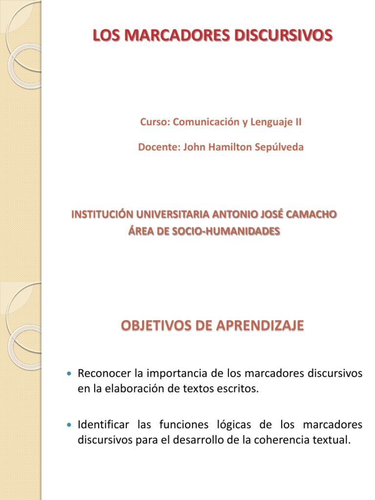 Los Marcadores Discursivo. | PDF
