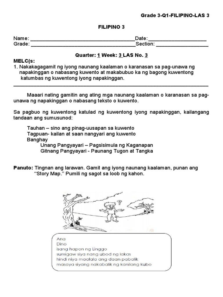 Grade 3 Q1 FILIPINO LAS Week 3 | PDF