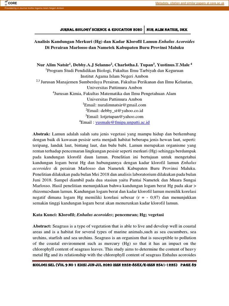 Klorofil Lamun | PDF