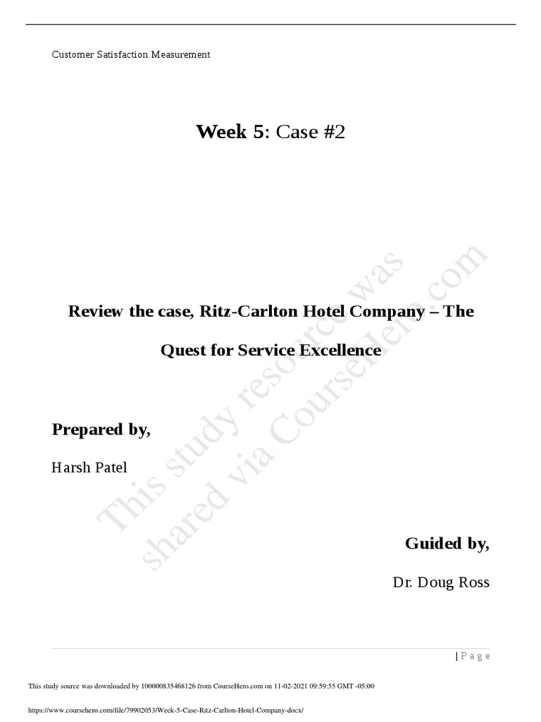 This Study Resource Was: Week 5: Case #2 | PDF | Hotel | Customer