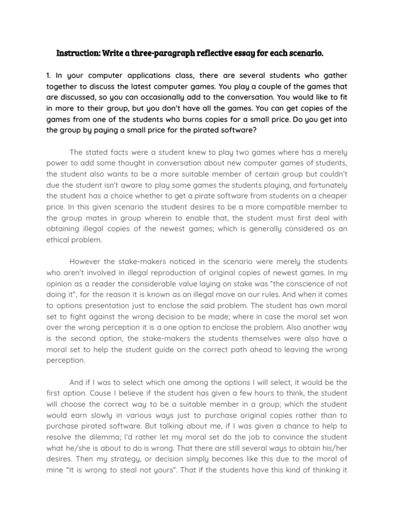 Ethical Dilemmas Reflection Paper | PDF | Conscience | Academic Publishing