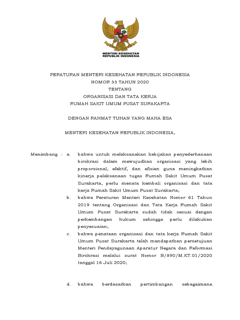Struktur Organisasi RSUP Surakarta | PDF