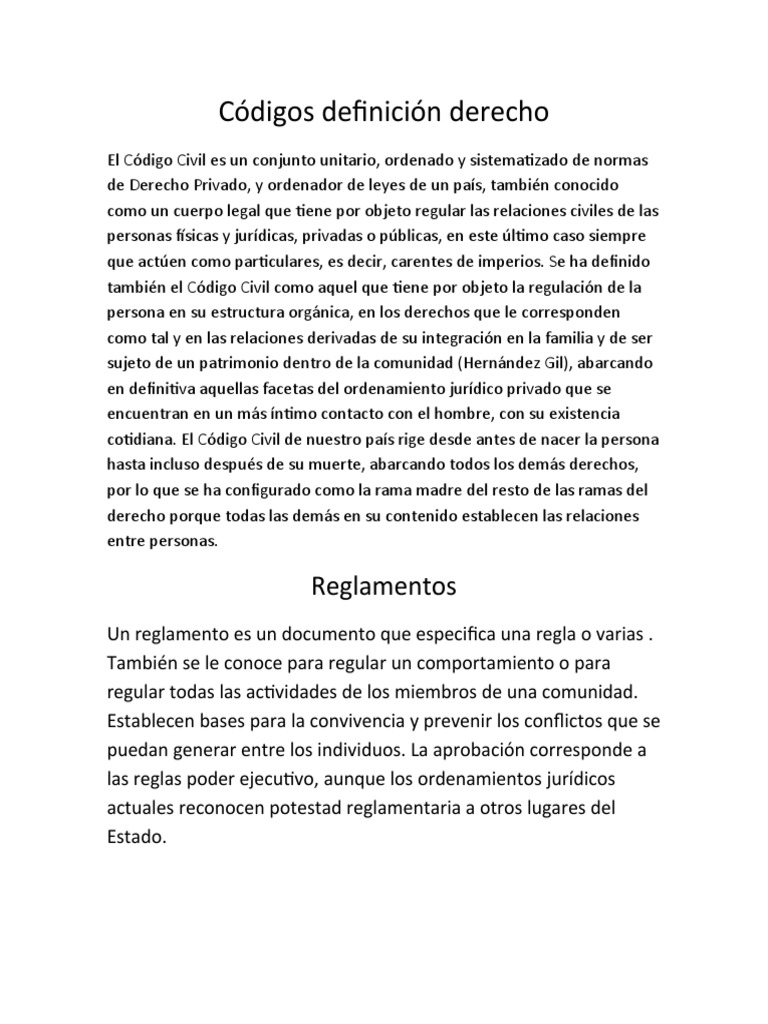 Códigos Definición Derecho | PDF