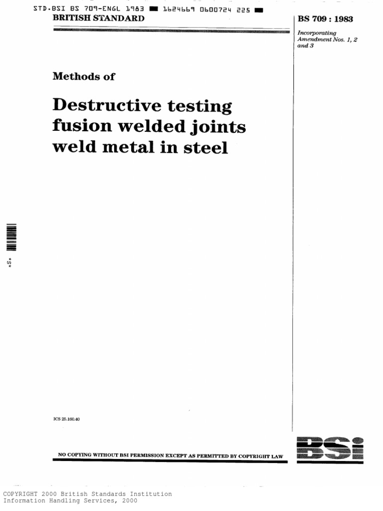 BS 709-1983 | PDF | Regulation | International Organization For ...