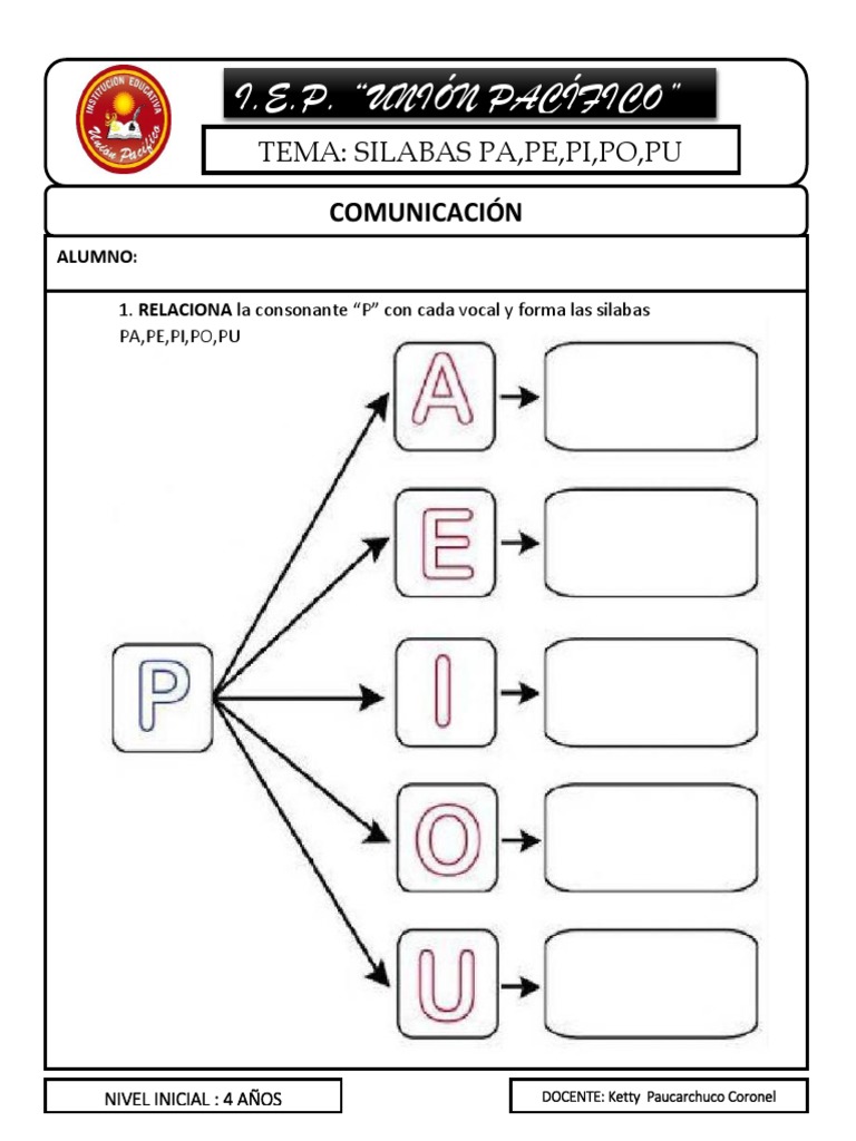 Actividades con sílabas pa, pe, pi, po, pu | PDF