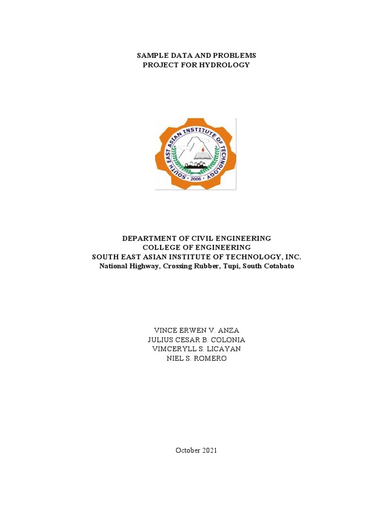 Sample Data and Problems Project For Hydrology | PDF | Precipitation ...