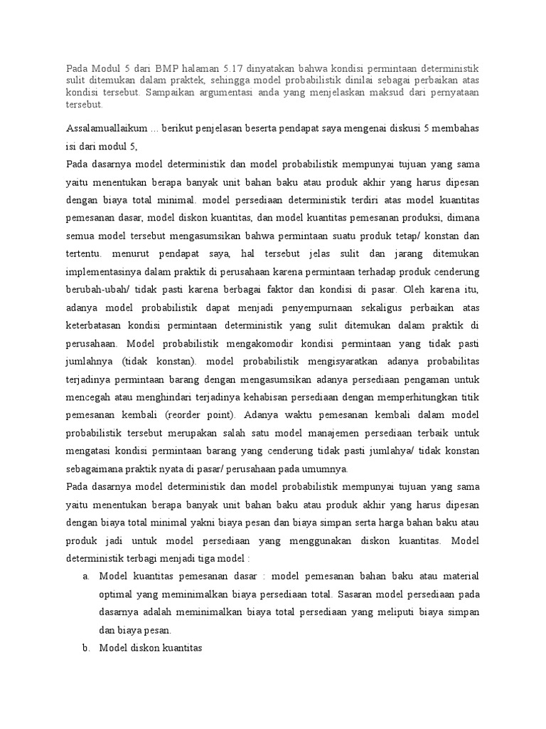 Model Probabilistik vs Deterministik | PDF